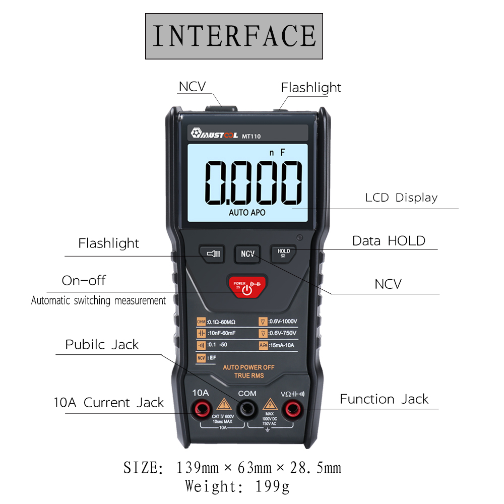 MT110 Auto Messen Multimeter AC/DC Spannung Strom ... – Grandado