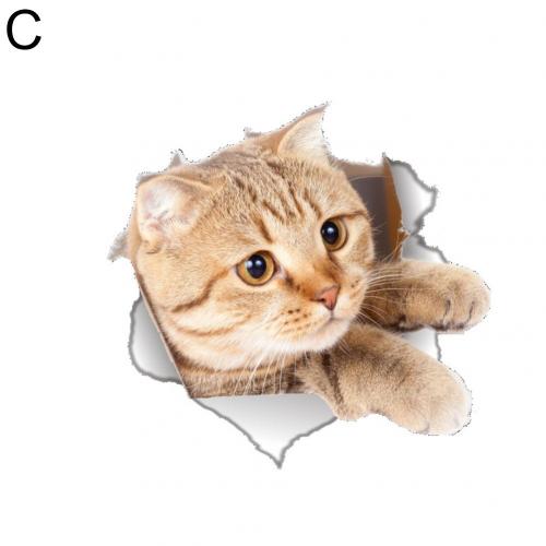 Animal Wall Sticker 3D Cute Hole View Cats Dogs To... – Vicedeal
