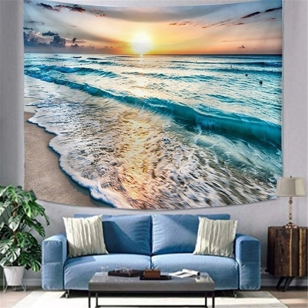 The Blue Sea Tapestry Classic Landscape Tapestry S... – Grandado