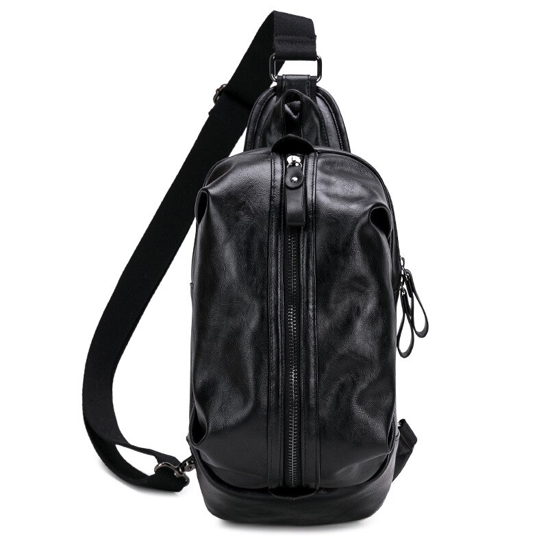 Black Chest Bags Men Vintage Artificial leather PU... – Grandado