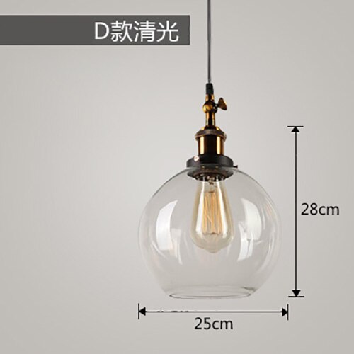 Simple Transparent Amber Glass Pendant Lamp E27 Li... – Grandado