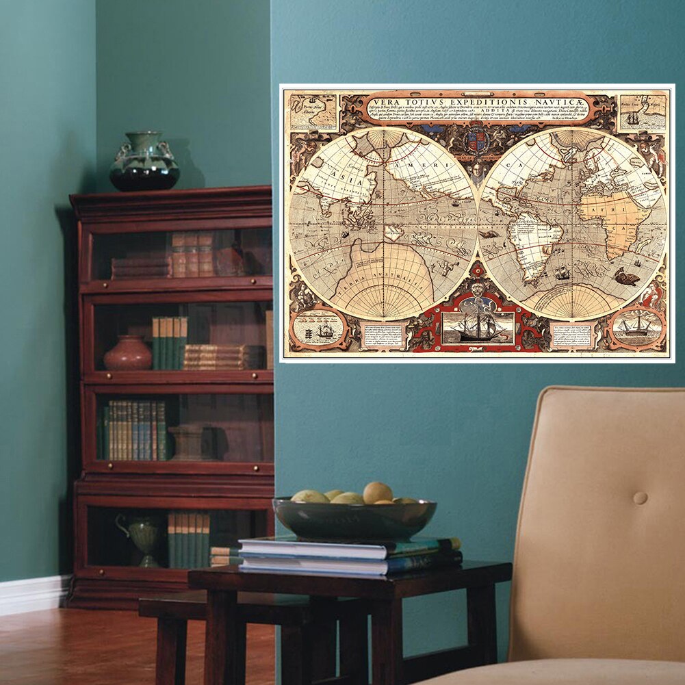 60x90cm Vintage World Latin Map Home Office Wall D... – Vicedeal