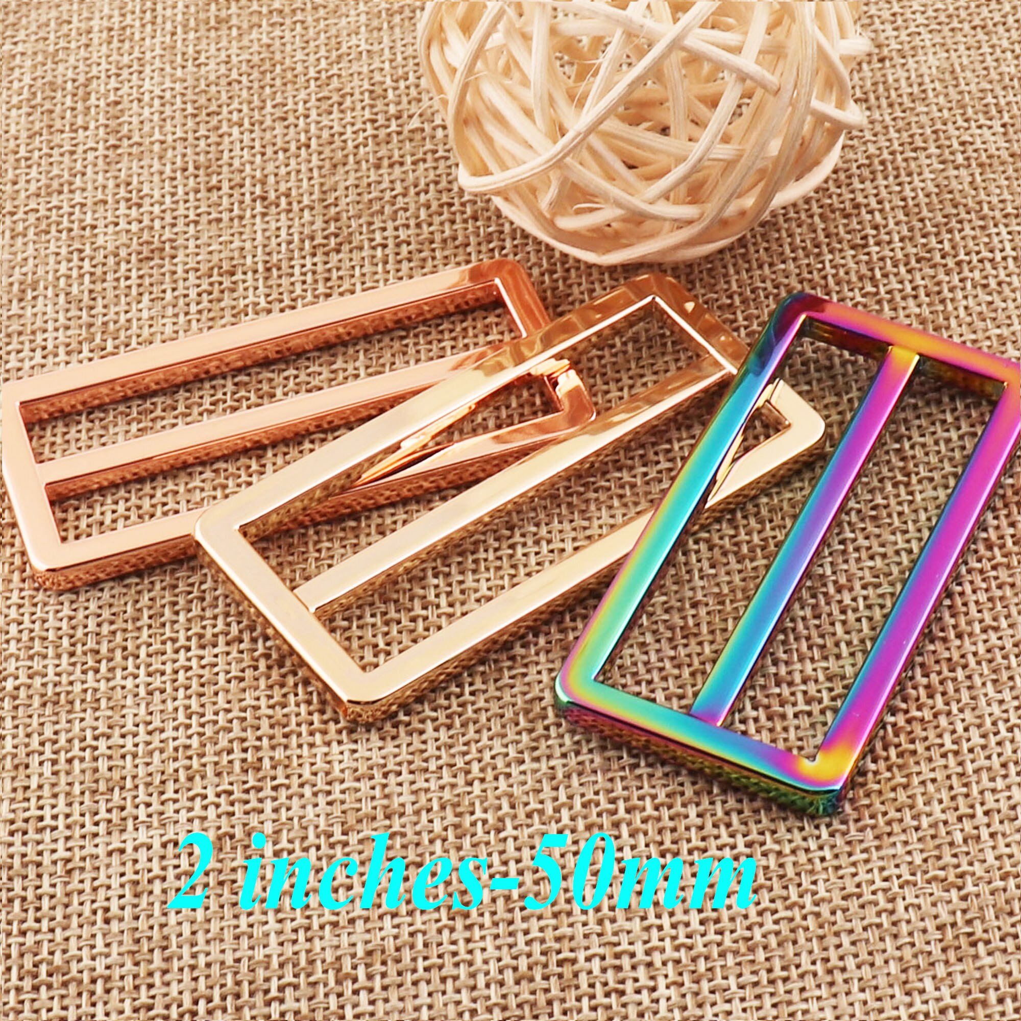 50mm 8 pcs Gold/Rainbow/Rose Gold Slide Buckles St... – Grandado
