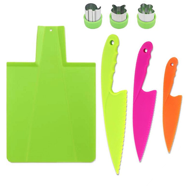 3 Stuks Kids Plastic Keuken Mes Set, Kinderen Veil... – Vicedeal