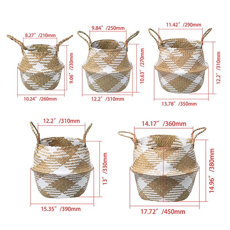 Nodic Wicker Storage Baskets Handmade Rattan Strip... – Vicedeal