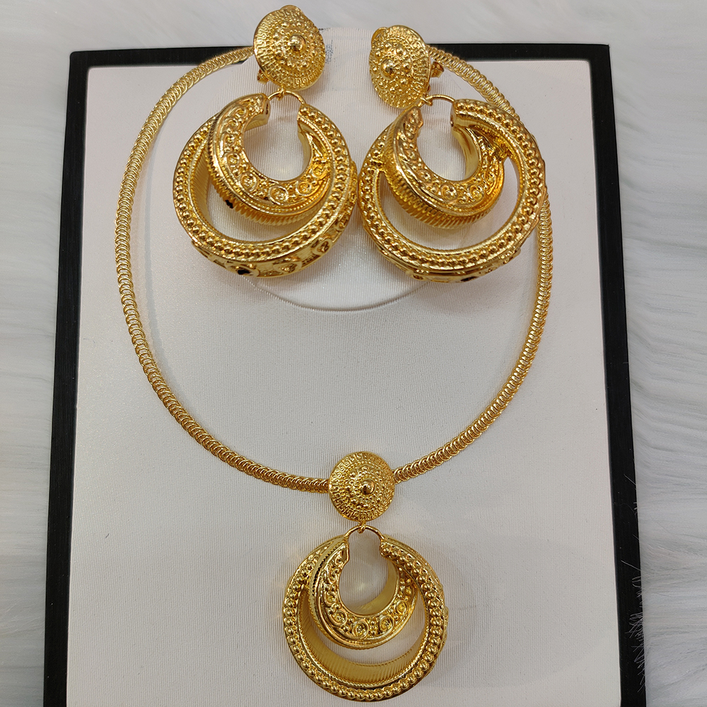 Dubai Gold Plated Jewelry Sets For Women Flower Ea... – Vicedeal