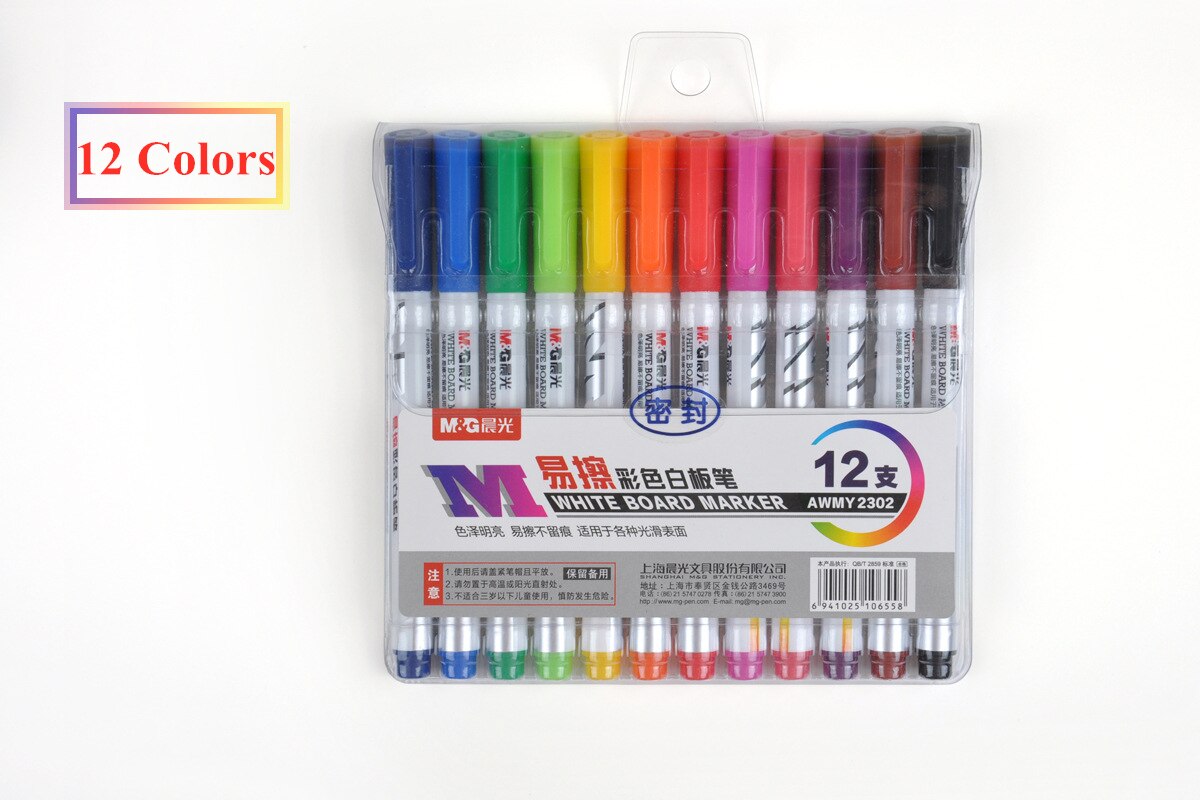 12 color white board pens, water-based pens, non-t... – Vicedeal