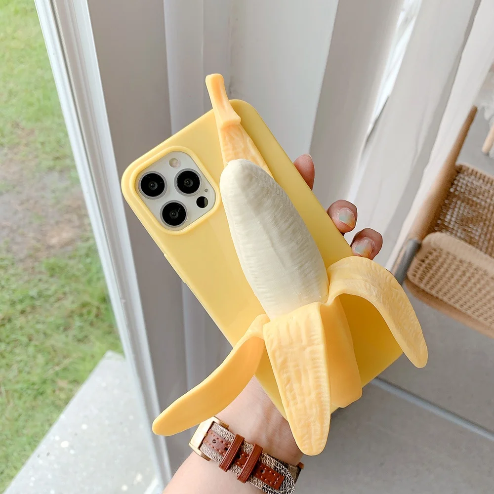 3D Stress Reliever Peeled Plush toy banana Case Fo... – Grandado