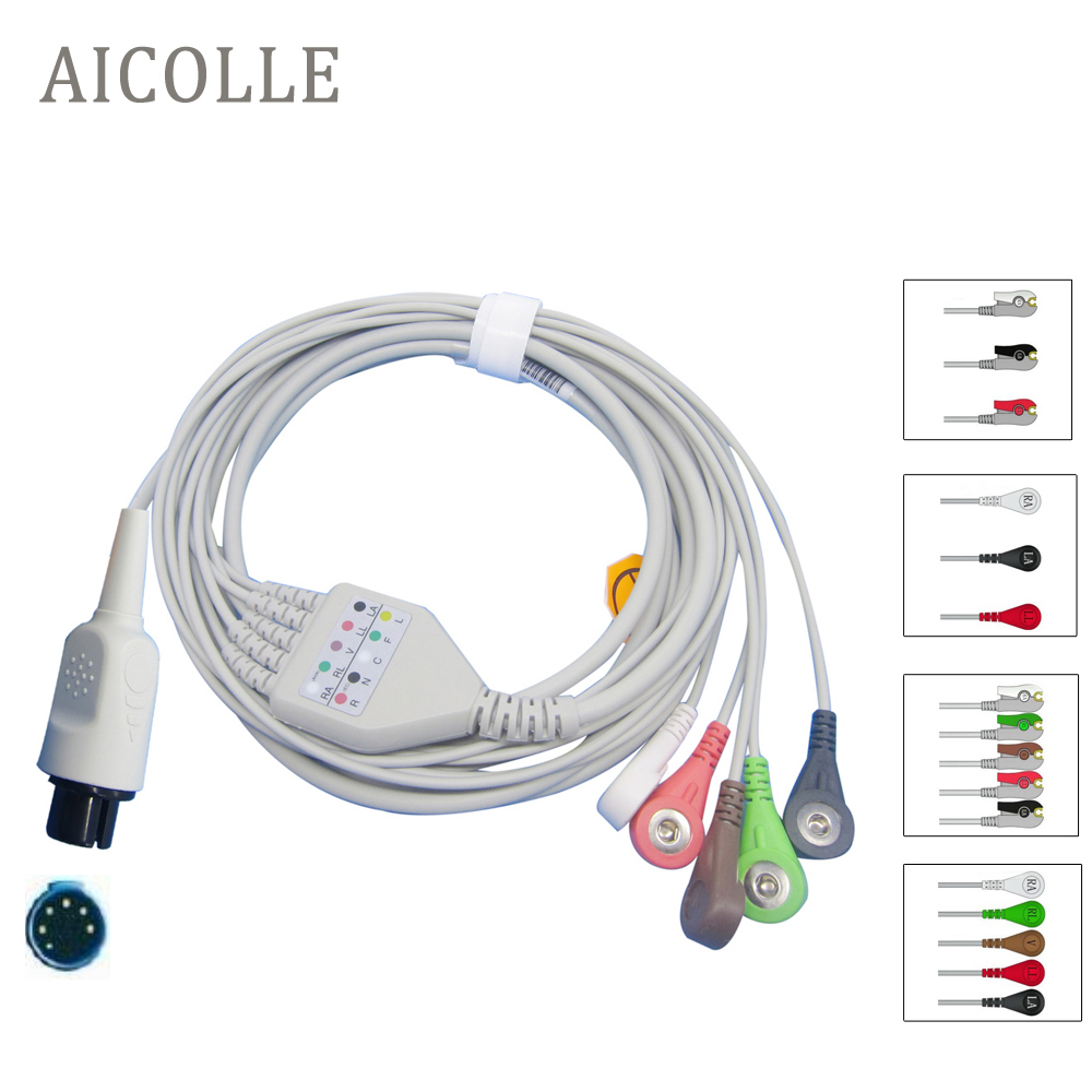 bionet ecg cable 6pin 5 lead 3 lead ecg cable and ... – Grandado