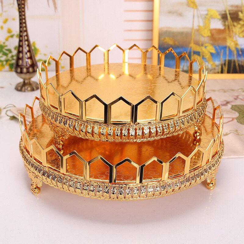 Gold Hollow Cake Stand Metal Tray Cupcake Dessert ... – Grandado