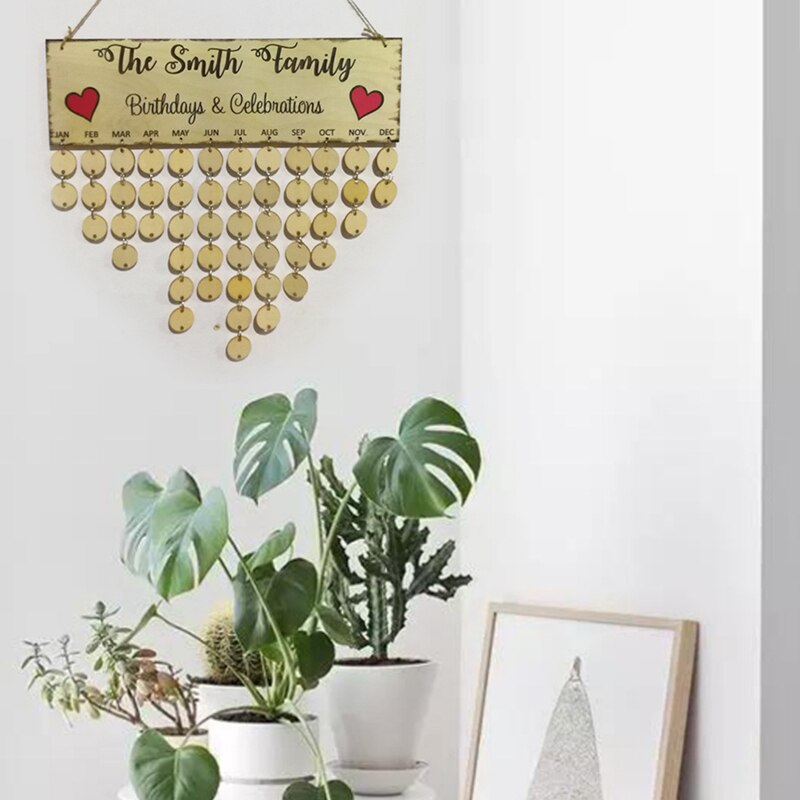 DIY Wall Calendar Happy Birthday Printed Wooden Ca... – Vicedeal