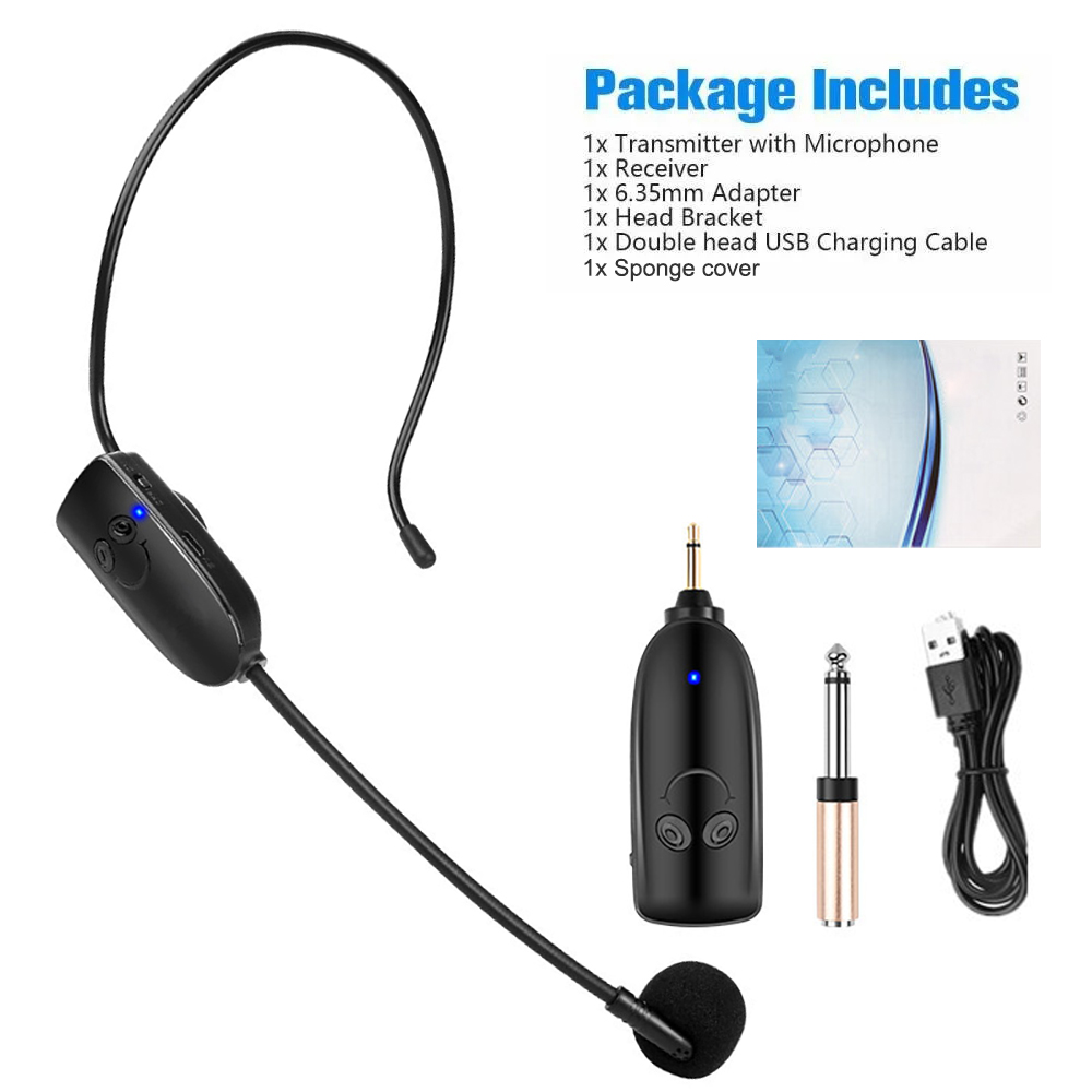 Wireless Microphone Headset UHF Wireless Mic Heads... – Grandado