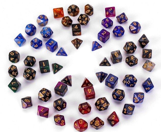 7 pieces/set of multi-color multi-sided dice multi... – Grandado