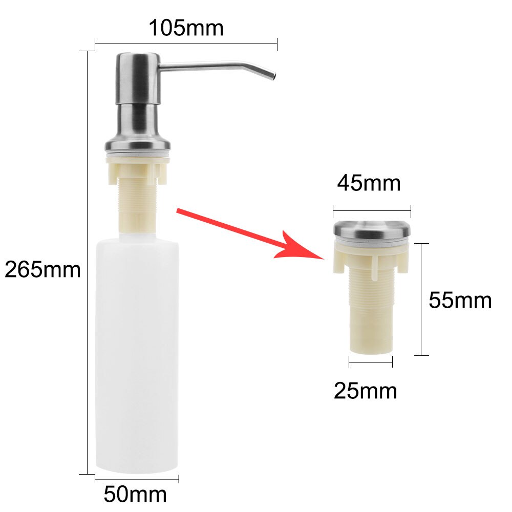 300ml Stainless Steel Liquid Soap Dispenser Pump K... – Vicedeal 300ml Stainless Steel Liquid Soap Dispenser Pump K... – Vicedeal