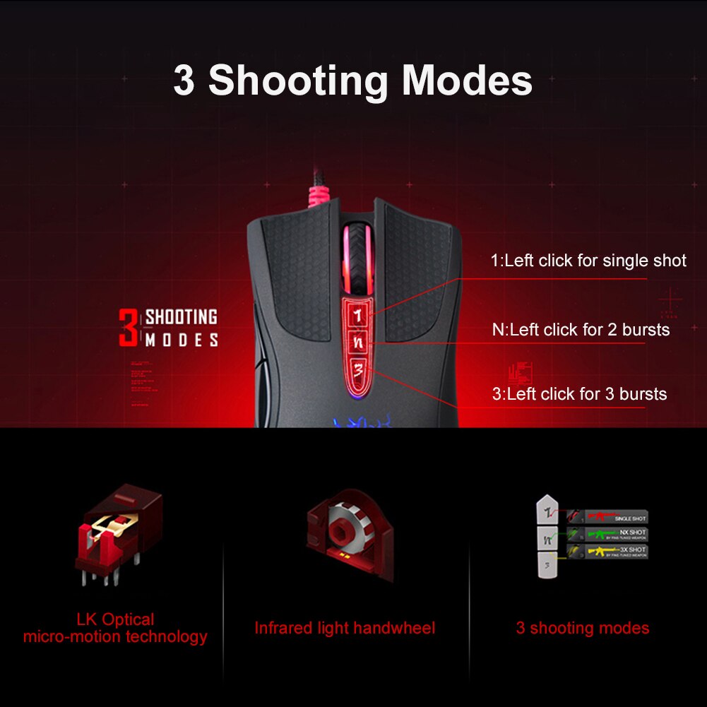 For Bloody A90 USB Wired Gaming Mouse 4000DPI 8 Bu... – Grandado