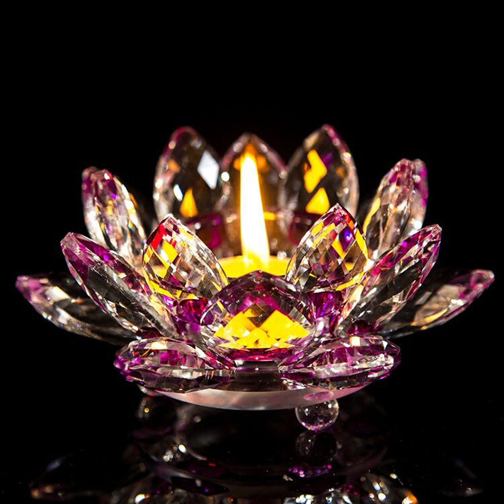 7 Colors Crystal Glass Lotus Flower Candle Tea Lig... – Vicedeal