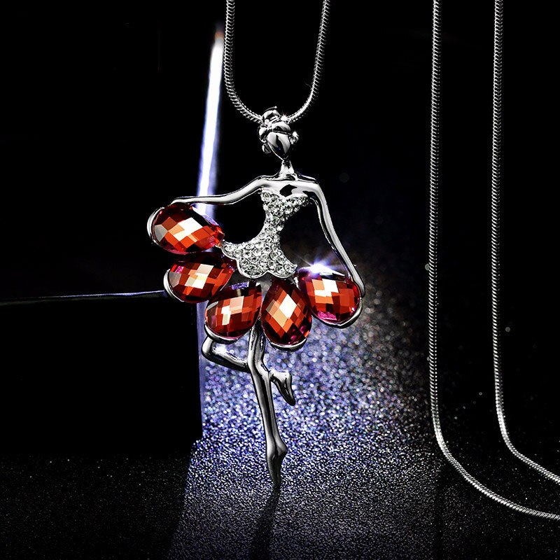 LWMMD Romanic Dancer Pendant Necklace Silver Color... – Grandado