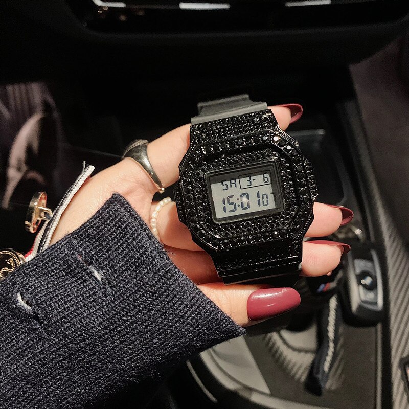 Full Diamonds Men Square Watches for Women Sparkly... – Vicedeal