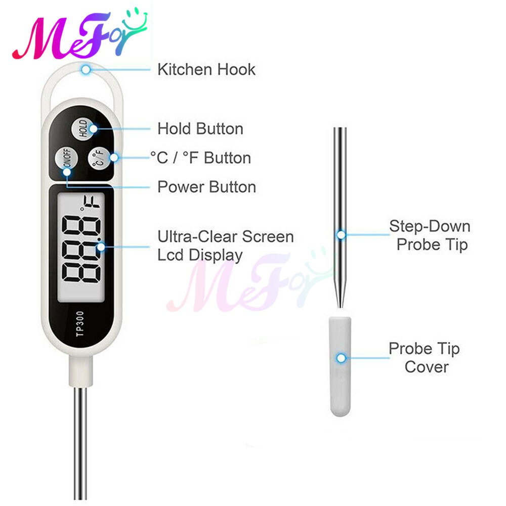 TP300 -50 °C a + 300 °C, termómetro de cocina para... – Grandado