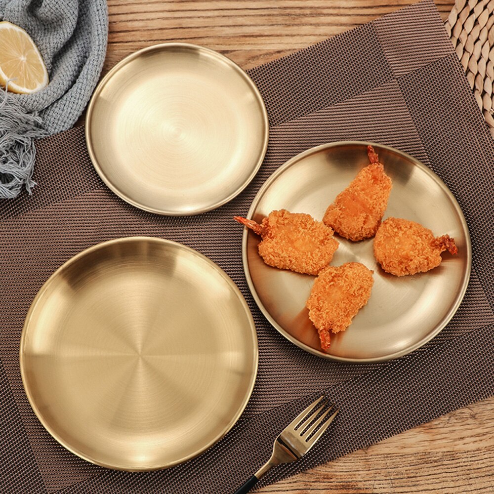 European Style Dinner Plates Gold Kitchen Serving ... – Vicedeal