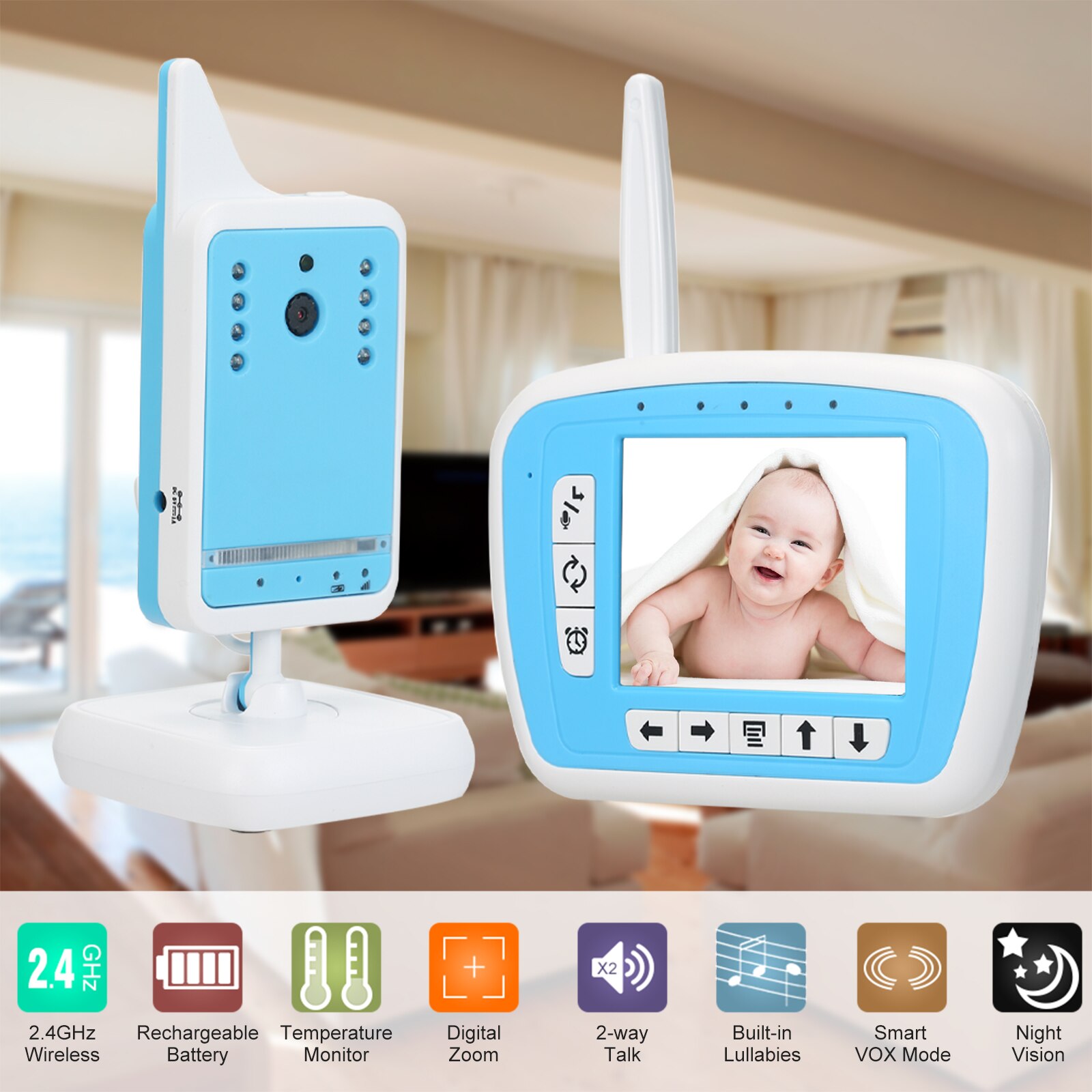 3.3in Wireless Baby Monitor support 2-way Talk IR ... – Vicedeal