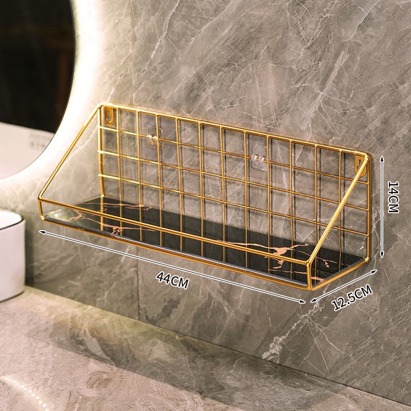 Gold Iron & Glazen Wand Plank Organisator Houd... – Grandado