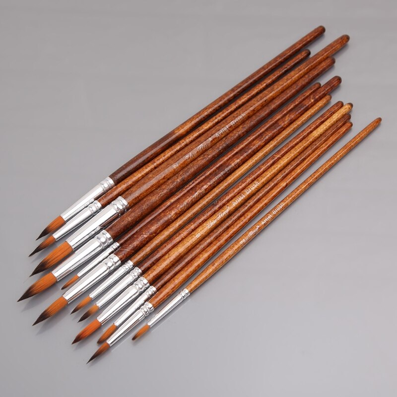 12Pcs Artists Paint Brush Set Nylon Hair Acrylic W... – Grandado 12Pcs Artists Paint Brush Set Nylon Hair Acrylic W... – Grandado