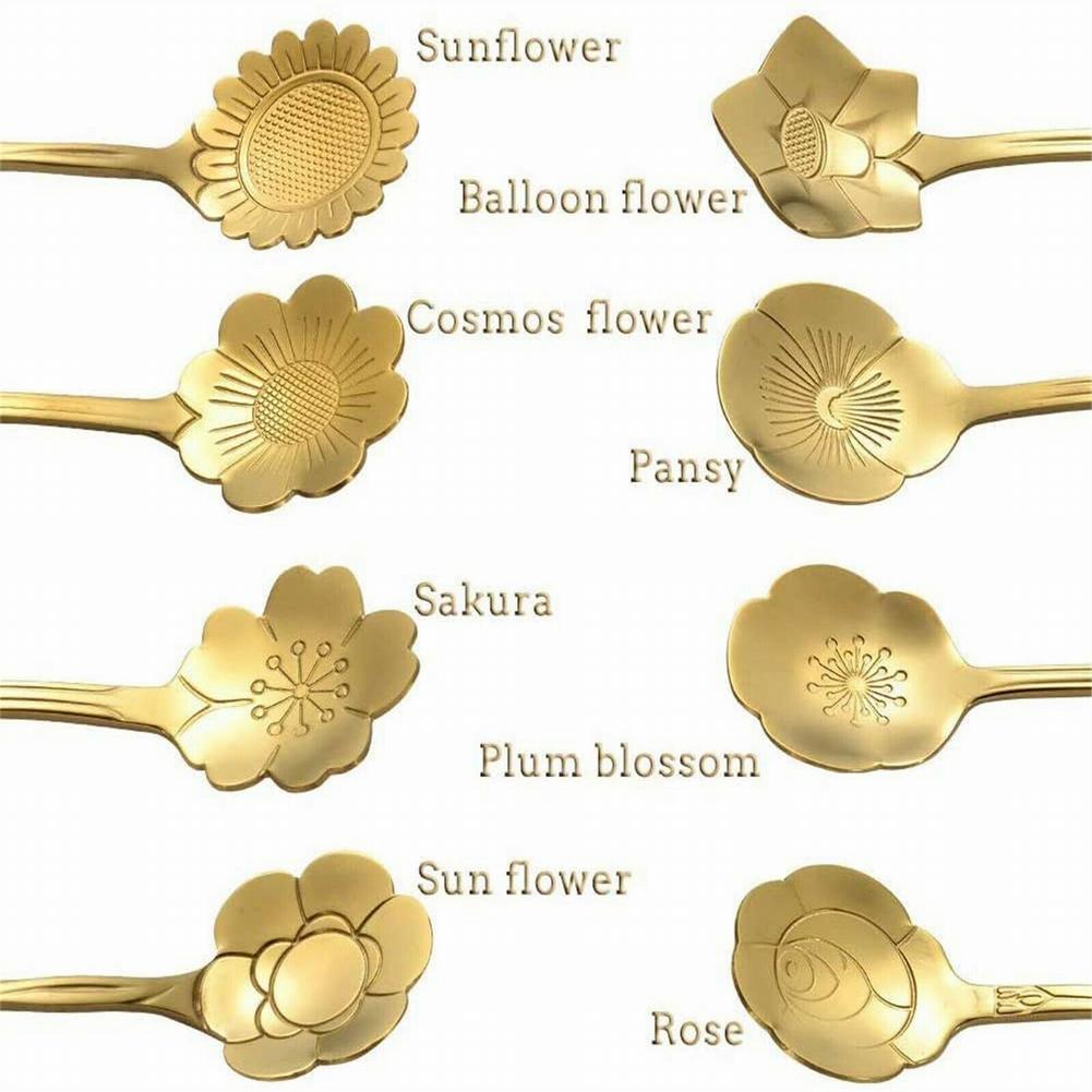 8pcs Stainless-Steel Teaspoons Golden Long Handle ... – Vicedeal