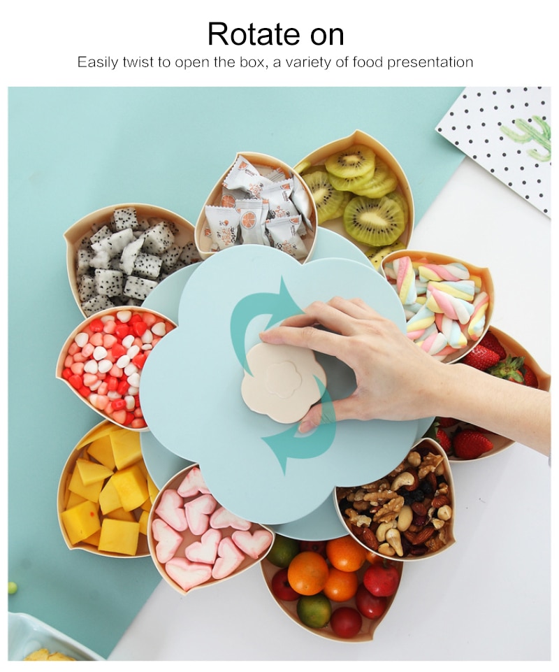 Petal-Shape Rotating Snack Box Candy Drawer Food S... – Grandado