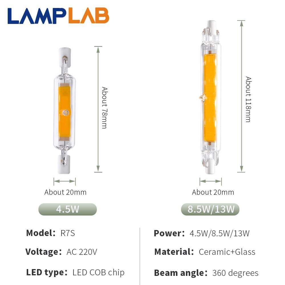 LED Bulb R7s COB AC 220V 240V 78mm 118mm Glass Tub... – Grandado