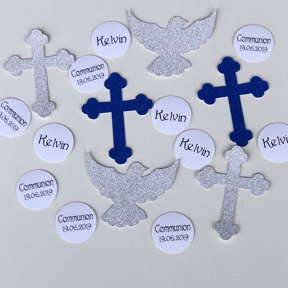 Personalize Cross & Dove Confetti boy Baptism ... – Grandado