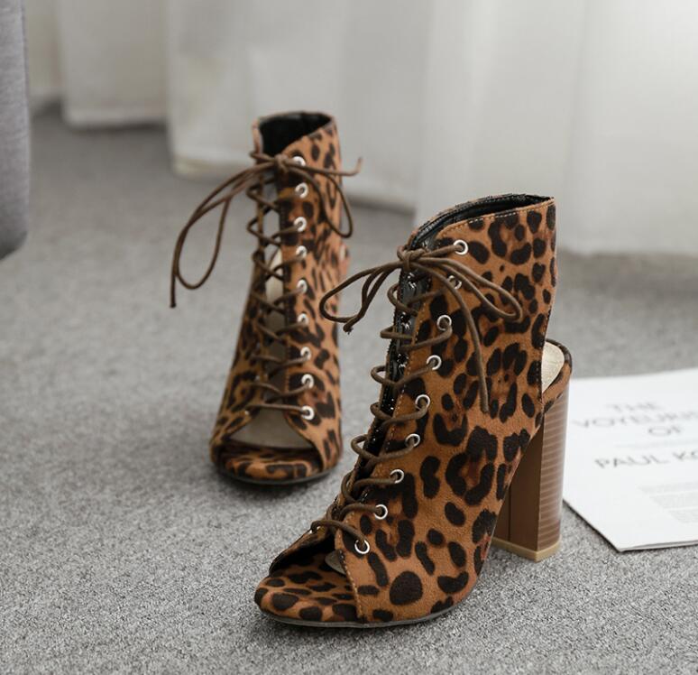 Gladiator Women Chunky heels Cross-tied Boot Peep ... – Vicedeal