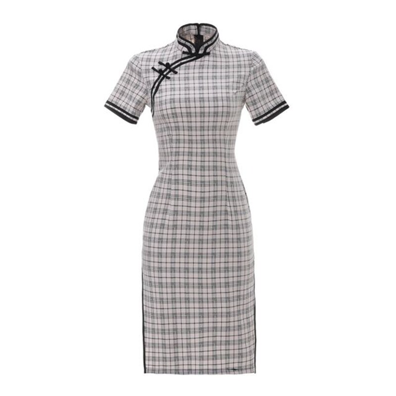 Checkered cheongsam girl cheongsam chinese cheongs... – Vicedeal