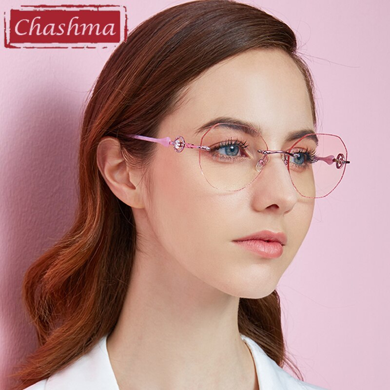 Chashma Rimless Glasses Female Eye Glasses Diamond... – Vicedeal