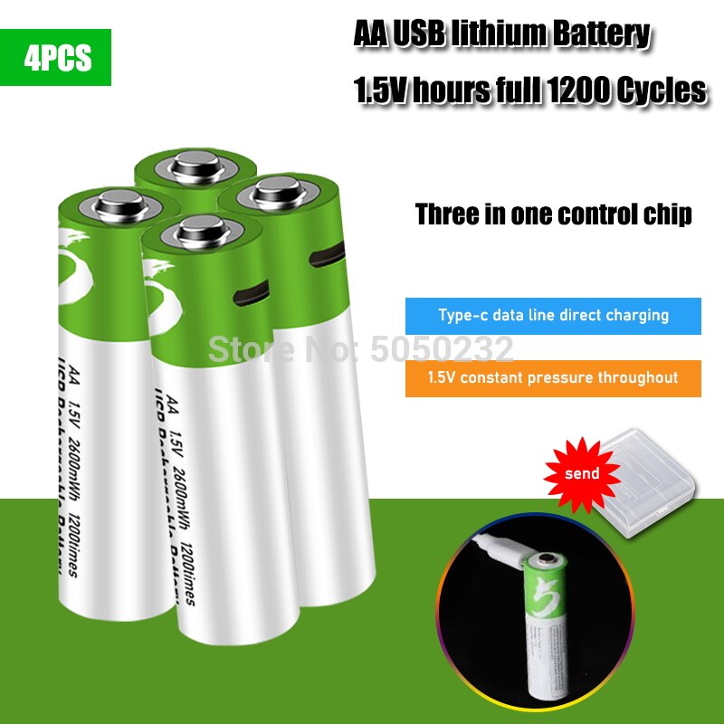 High capacity 1.5V 2600mwh AA Rechargeable li-ion ... – Grandado