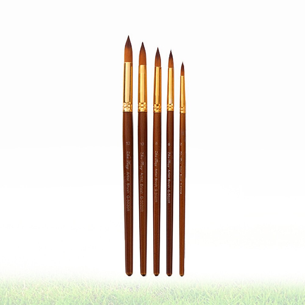5Pcs Nylon Wool Paint Brushes Wood Handle Oil Pain... – Grandado