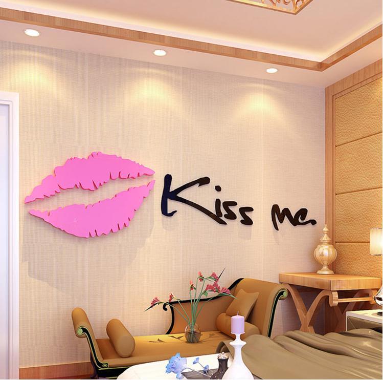 1set 3D Acrylic Lip Kiss Me Wall Stickers Home Liv... – Grandado