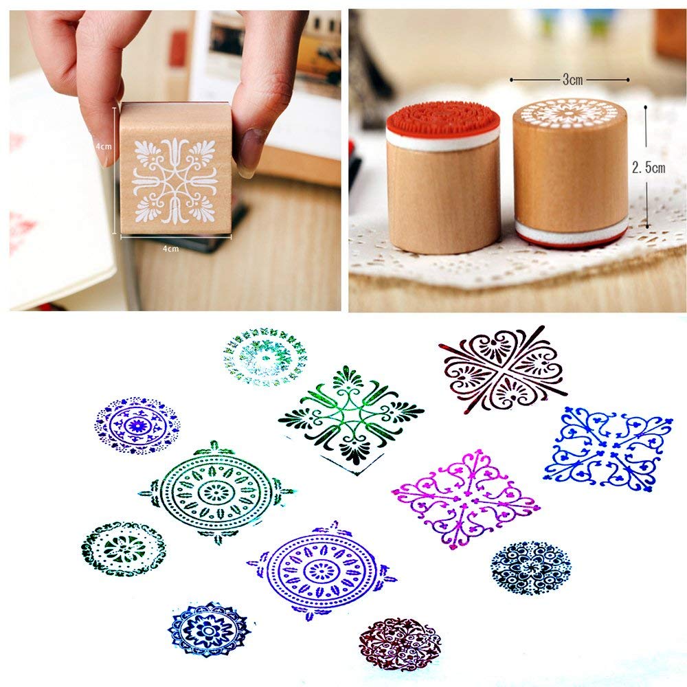 Rubber square Stamps Floral Pattern Wooden clay to... – Grandado