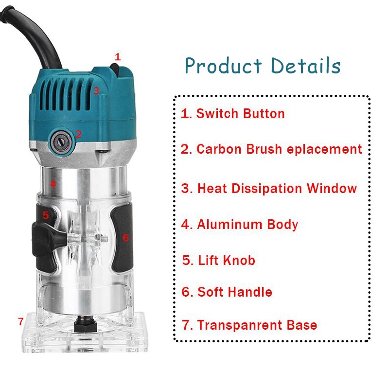 220V 3000W Wood Electric Hand Trimmer Woodworking ... – Grandado