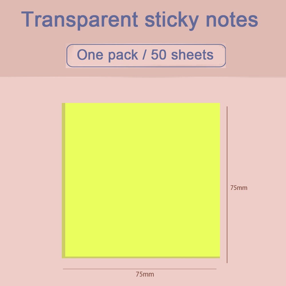 Kawaii Clear Sticky Notes Set 50 Sheets Waterproof... – Grandado