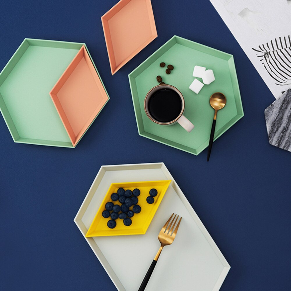 4 Sectie Nordic Stijl Dienblad Polygon Dessert The... – Grandado
