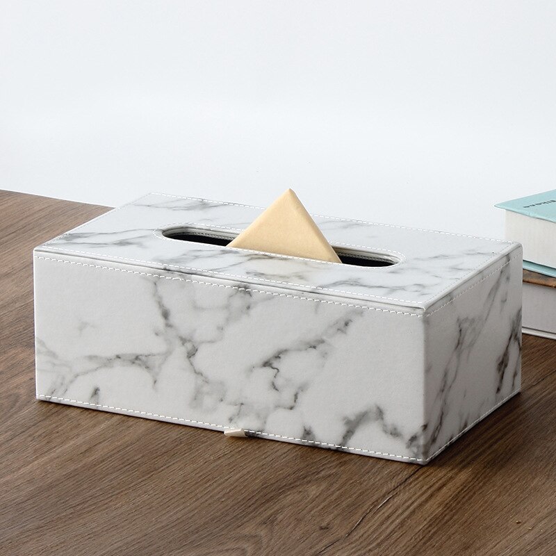Marble Pattern Rectangular Leather Tissue Box Cove... – Grandado
