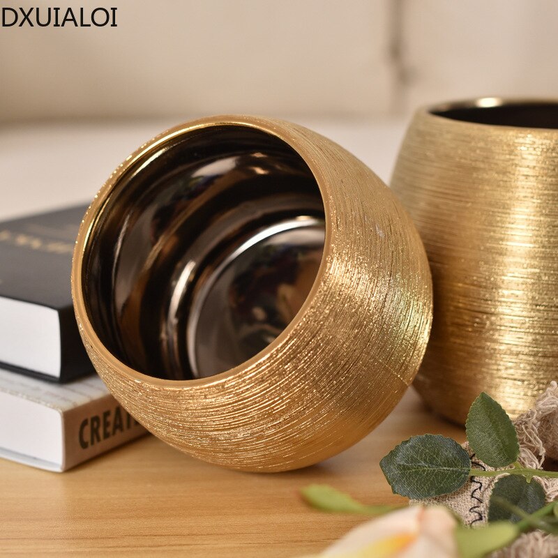 DXUIALOI Simple and Gold-plated Ceramic Brushed Va... – Grandado