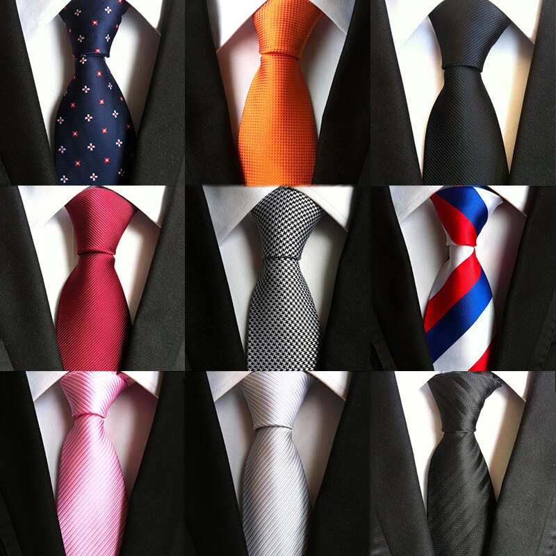 8CM Black Ties for Men Solid Color Striped Busines... – Grandado