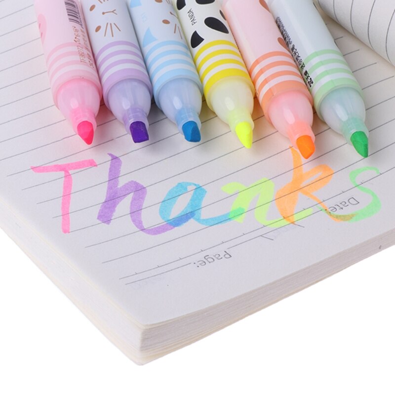 Set of 6 Cute Animals Panda Cat Mini Highlighter P... – Grandado