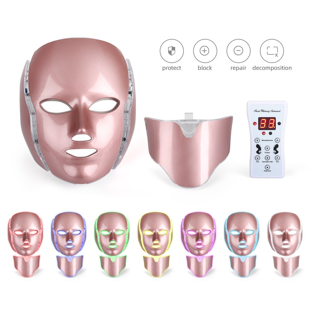 Mascarilla Facial LED con luz para el cuello, 7 co... – Grandado