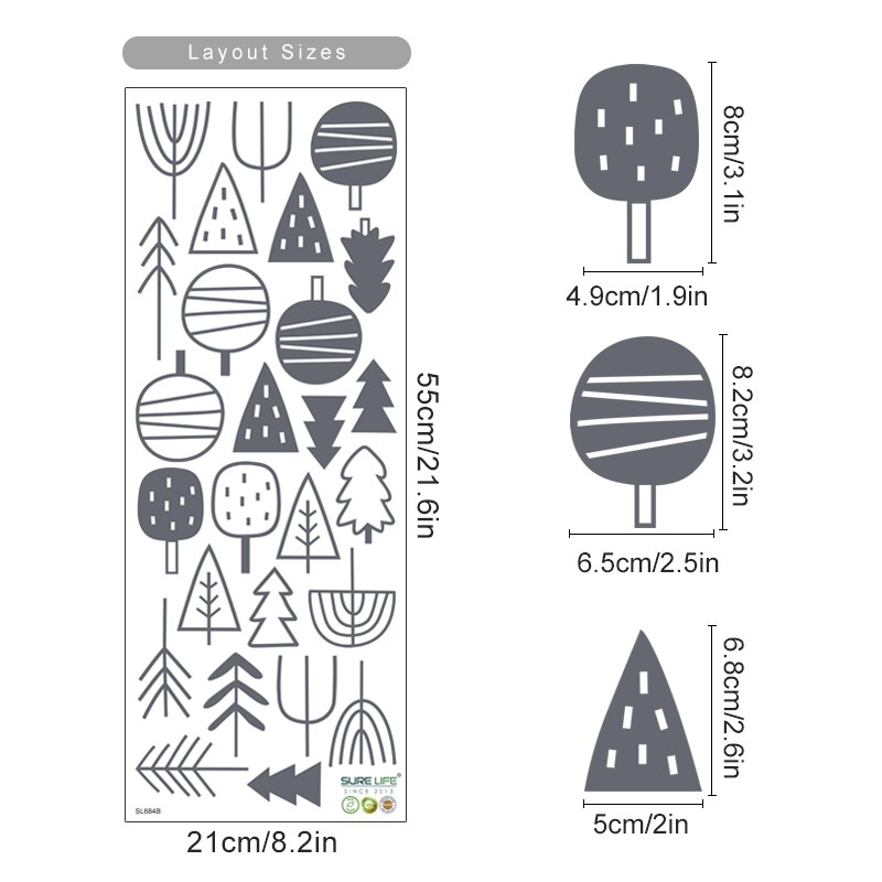 Woodland Trees Boho Wall Stickers Decals PVC Remov... – Grandado