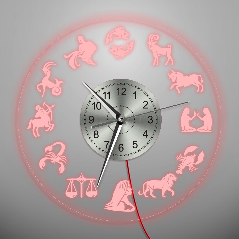 Zodiac Sign Wall Clock Modern Nightlight Luminous ... – Grandado