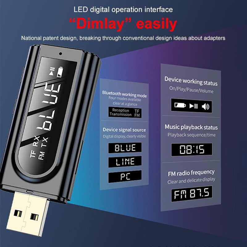 Car USB FM Bluetooth 5.0 receiver aux audio dual o... – Grandado