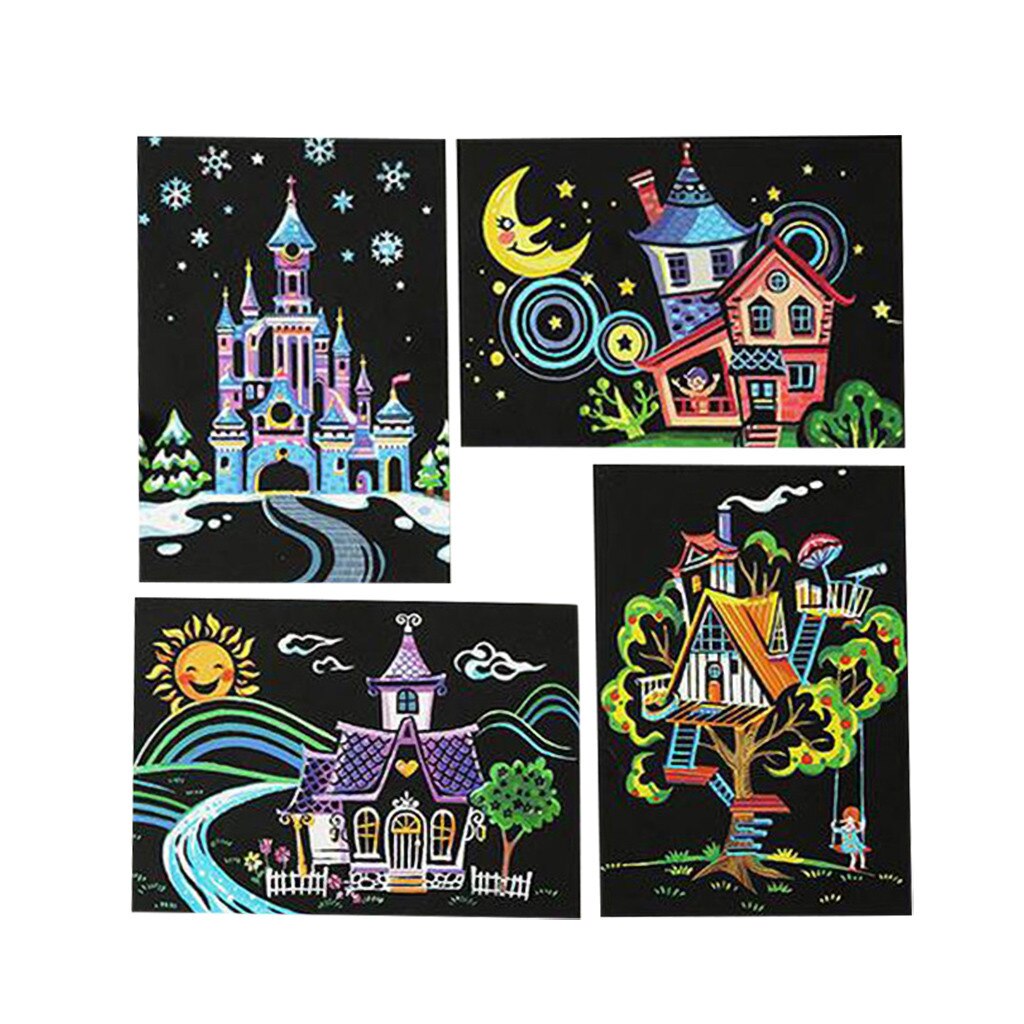 4Pcs Magic Kids Cartoon Scratch Postcards Educatio... – Vicedeal